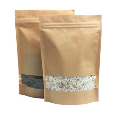 China Stand Up Kraft Paper Chestnut Packaging Bag With k And Window For Dry Food Packaging for sale