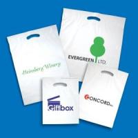 China White Handle Bags For Shopping , Customized Logo PE Plastic Pouches Packaging for sale