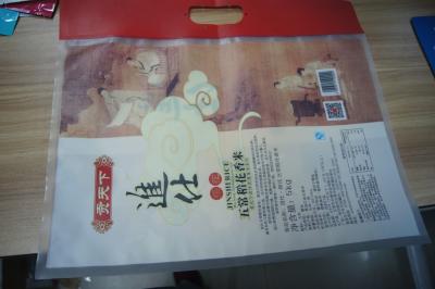 China Matte Suface OPP / NY / PE 5kg Rice Plastic Pouches Packaging With Handle for sale