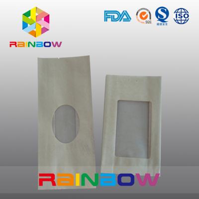 China Gusset Kraft Paper Bag For Candy / Dry Food Grade Packaging With Clear Window for sale