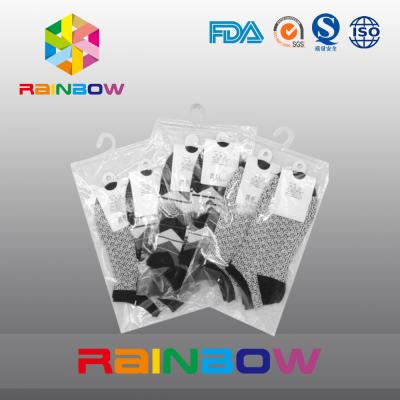 China Customize Logo Print Clear Plastic k Bag / Hanging Hook Bag With Zipper for sale