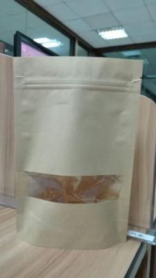 China k Stand Up Custom Kraft Paper Food Packaging Bags With Rectangle Window for sale