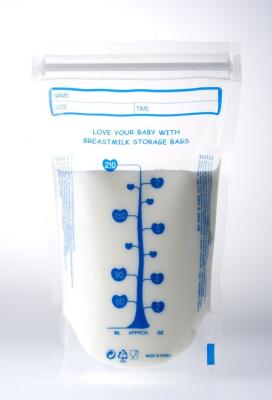 China Resealable Stand Up Pouch Packaging With Zipper For Breast Milk Storage for sale
