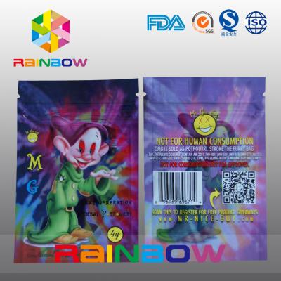 China Custom Printing Logo M.G Herbal Incense k Bags 5g 4g Spice Smoke Bag for sale