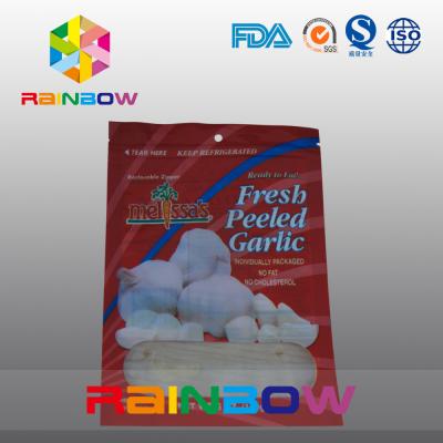 China Red And White Mylar Plastic Window Bag With Zipper Top For Food / Fresh Pleeled Garllic for sale