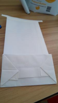 China Square Bottom Tin Tie k White Kraft Paper Packaging Bag For Coffee / Snack Food for sale