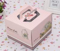 China Pink Blue Square Birthday Cake Paper Box Packaging / Gift Box Customized for sale