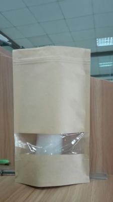 China Kraft Mylar k Pouch Customized Stand Up Paper Bag With Rectangular Window for sale