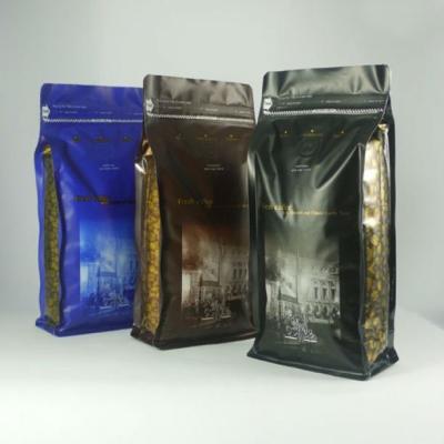 China Flat Bottom Matte Finish Aluminium Foil Pouch , Silver Tin Tie Coffee Packaging Bag for sale