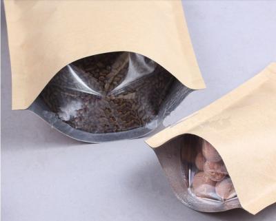 China Custom Printed Kraft Paper Bag With Transparent Window for Coffee Beens for sale