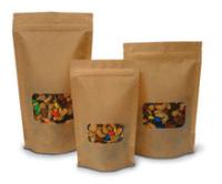 China Zipper Top Kraft Paper Bag / Pouch For Snack Packaging With Transnparent Window for sale