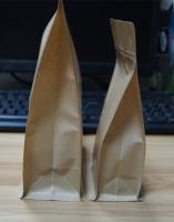 China Block Bottom Kraft Paper Snack Bag Packaging Flat Bottom Pouch With Pocket Zipper for sale