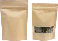 China Custom Printed Stand Up Kraft Paper Bag , Snack Bag Packaging With Window for sale
