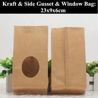 China Flat Bottom Kraft Paper Coffee Pouch Heat Sealed Food Grade Packaging for sale