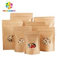 China Stand Up k Kraft Customized Paper Bags With Polyethylene And Clear Window for sale