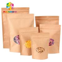 China k Stand Up Pouch Kraft Brown Paper Bag For Dry Fruit Nut Candy Packaging for sale