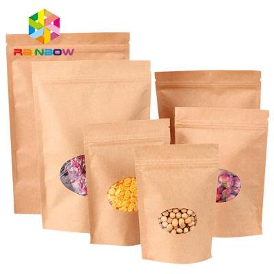 China k Stand Up Pouch Kraft Brown Paper Bag For Dry Fruit Nut Candy Packaging for sale