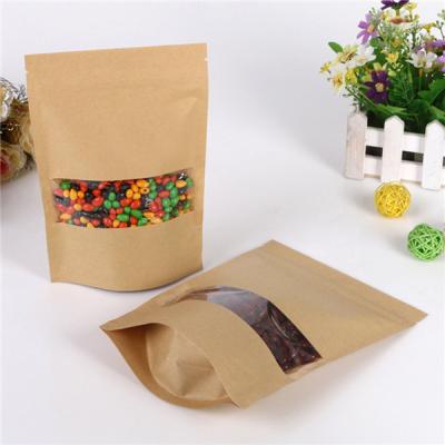 China Mylar Zipper Kraft Paper Bag With Clear Window For Coffee Bean / Cookie / Candy for sale