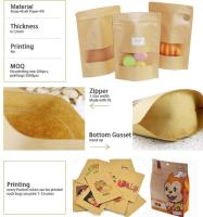 China Mylar Zipper Kraft Paper Bag With Clear Window For Coffee Bean / Cookie / Candy for sale
