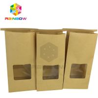 China Clear Window Front Square Bottom Bleached Customized Paper Bags For Tea for sale