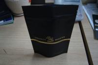 China Aluminum Foil Tea Bags Packaging / Stand Up Matt Black Plastic Coffee Bag With Zip Lock for sale
