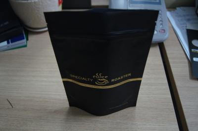 China Aluminum Foil Tea Bags Packaging / Stand Up Matt Black Plastic Coffee Bag With Zip Lock for sale