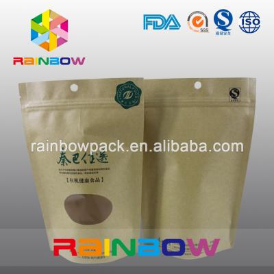 China Recyclable 2oz Kraft Paper Doypack Stand Up Coffee Bags with Window for sale
