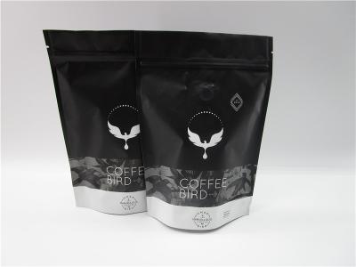 China 250G 500g coffee aluminum foil stand up pouch with valve , custom printing for sale