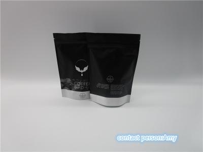 China Matte black / white Plastic Pouches Packaging , stand up coffee bags with zipper for sale