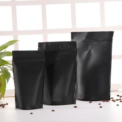 China Black Stand Up matte Finish Printing Coffee Bag with Zipper and Tear nick for sale