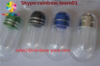 China capsule shaped container sex pill bottle container Pills Shape Bottle With Metal Cap plastic pill bottles for sale