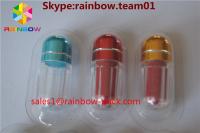 China capsule shaped container sex pill bottle container Pills Shape Bottle With Metal Cap plastic pill bottles for sale