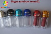 China Plastic container capsule sex pill bottle with metal cap wholesale pill bottles capsule shape container for sale