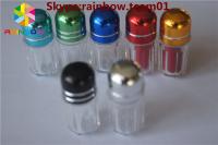 China sex pill bottle with ring cap/ capsule shaped container storage capsule Clear hexagon plastic container with blue cap for sale