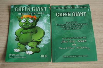 China Botanical Extract Spices Packaging Bags , Klimax Herbal Incense Zip Lock Plastic Bags for sale