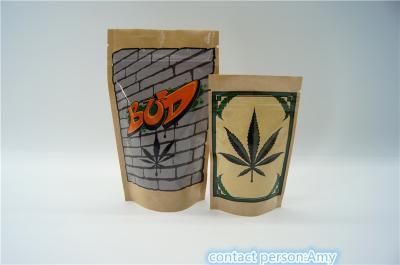 China Recloseable Custom Made Kraft Paper Zipper Bags , Herbal Incense Pouches Logo Printed for sale