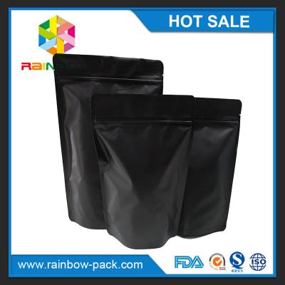 China Matte Black White Aluminum foil Stand up k Bag for food Packaging Keep fresh for sale
