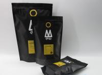 China 12 oz Custom Printing Matte Black Coffee Foil Pouch Packaging Bag With Valve / Zipper for sale