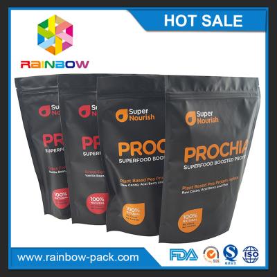 China Free sample stand up k for 750g whey protein powder packaing with tear notch for sale