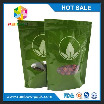 China Resealable aluminum foil  Stand up k bag with clear window for tea packaging for sale