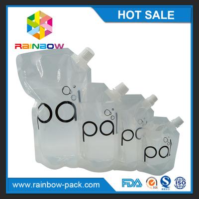 China 4oz / 8oz / 16oz transparent stand up wine pouch with BPA free spout for sale