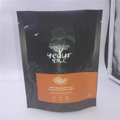 China Matte Black 500 Gram 1 LB printed food packaging bags With k And Degassing Valve for sale