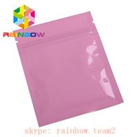 China Pink Metallic Foil Mylar Zip Lock Three Side Sealed Flat Food Pouches Chia Seed Packaging for sale
