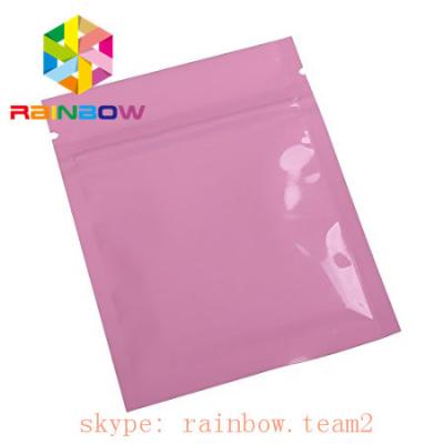 China Pink Metallic Foil Mylar Zip Lock Three Side Sealed Flat Food Pouches Chia Seed Packaging for sale