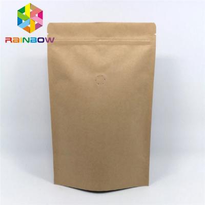 China Stand Up Plastic Brown Kraft Paper Bag Customized Paper Bags With Zip lock For Coffee Bean for sale