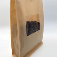 China Square Brown Kraft Paper Bag With Clear Window , Zip Lock Coffee Pouch for sale