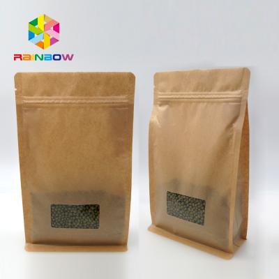 China Window Kraft Paper Bags Zipper Top Sealing Customized Color For Food Packaging for sale