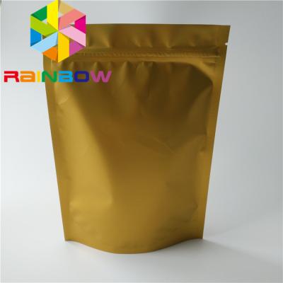 China Glod Color Snack Bag Packaging , Zipper Stand Up Bags For Protein Powder / Dry Nut for sale