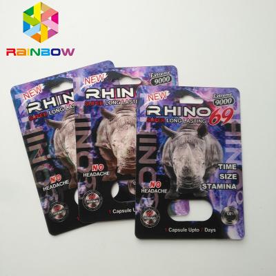China Rhino 69 / 7 Capsule Sex Pills Blister Card Packaging Matte / Glossy Surface Finish for sale