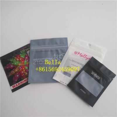 China Front Matte Cosmetic Packaging Bag Clear Colored Foil Mylar Zip Lock Make Up Brush Package for sale